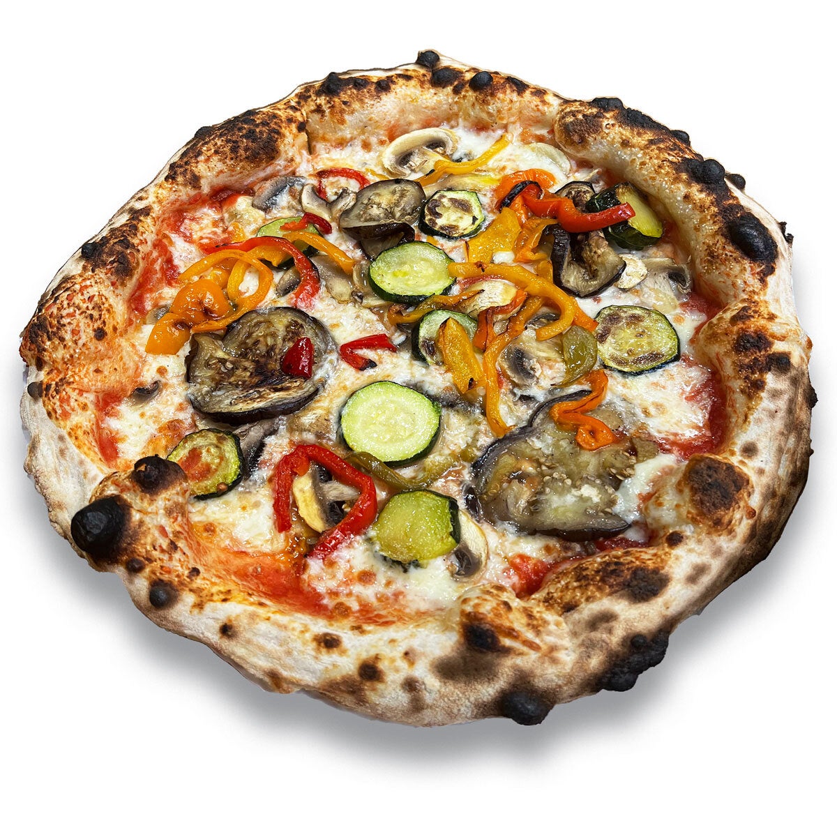 Pizza Contadina - Mozzarella, Tomato sauce, Courgettes, Aubergines ...